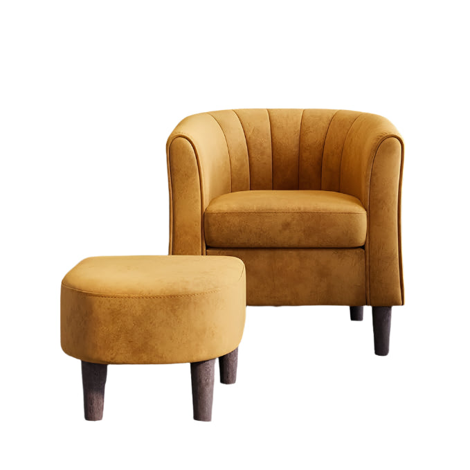 Velvet Accent Chair Ottoman Mustard The Wildflower Denver